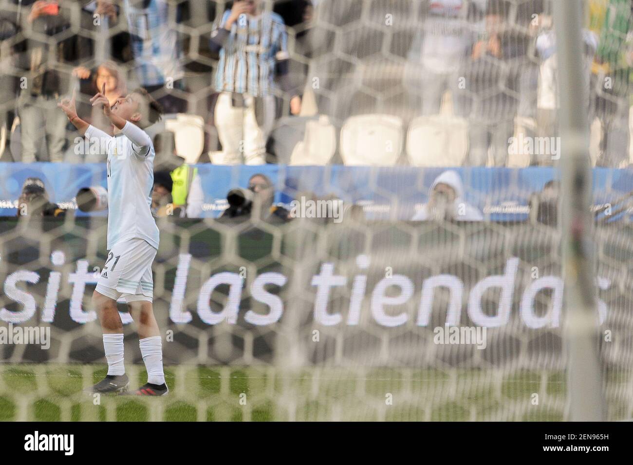 Paulo Dybala of Argentina celebrates his goal 2-0 during the match ...