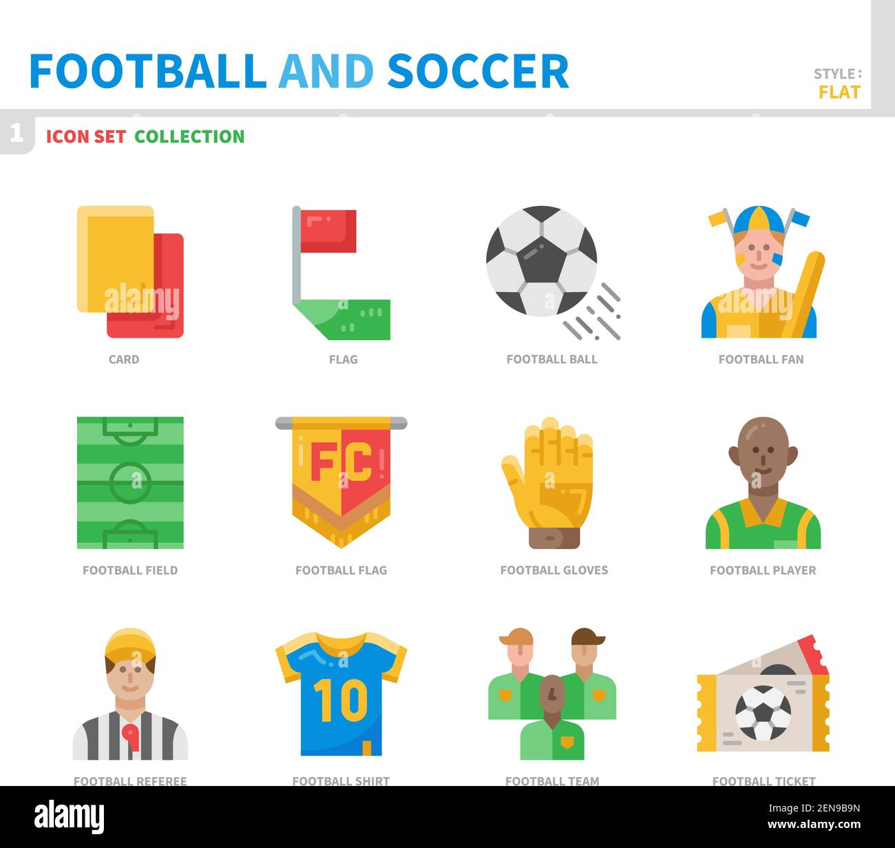 football and soccer icon set,color flat style,vector and illustration ...