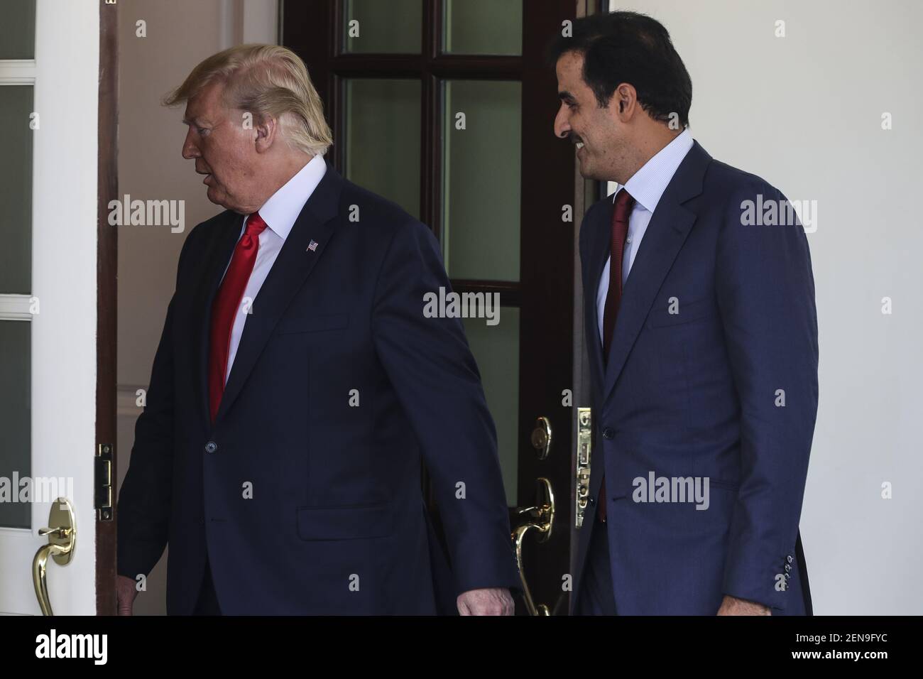 President Donald Trump welcomes Qatar's Emir Sheikh Tamim bin Hamad Al ...