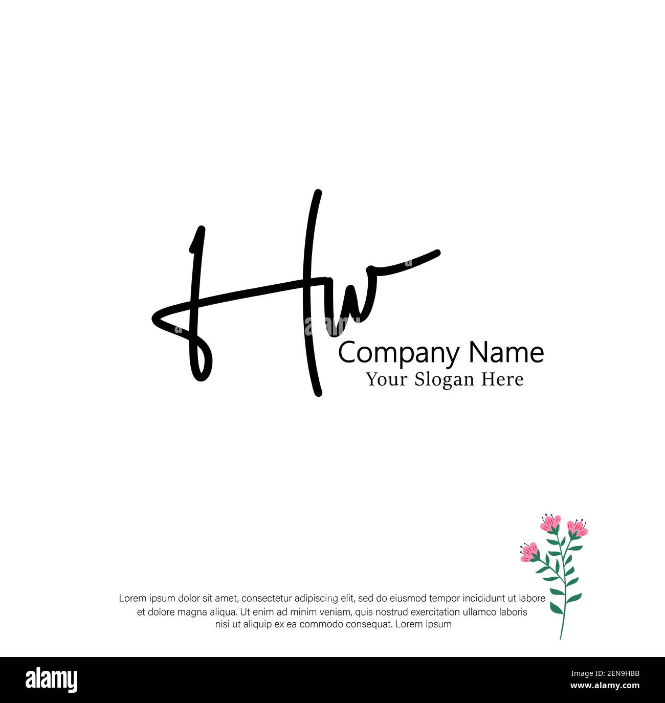 H W HW Initial letter handwriting and signature logo. Beauty vector ...