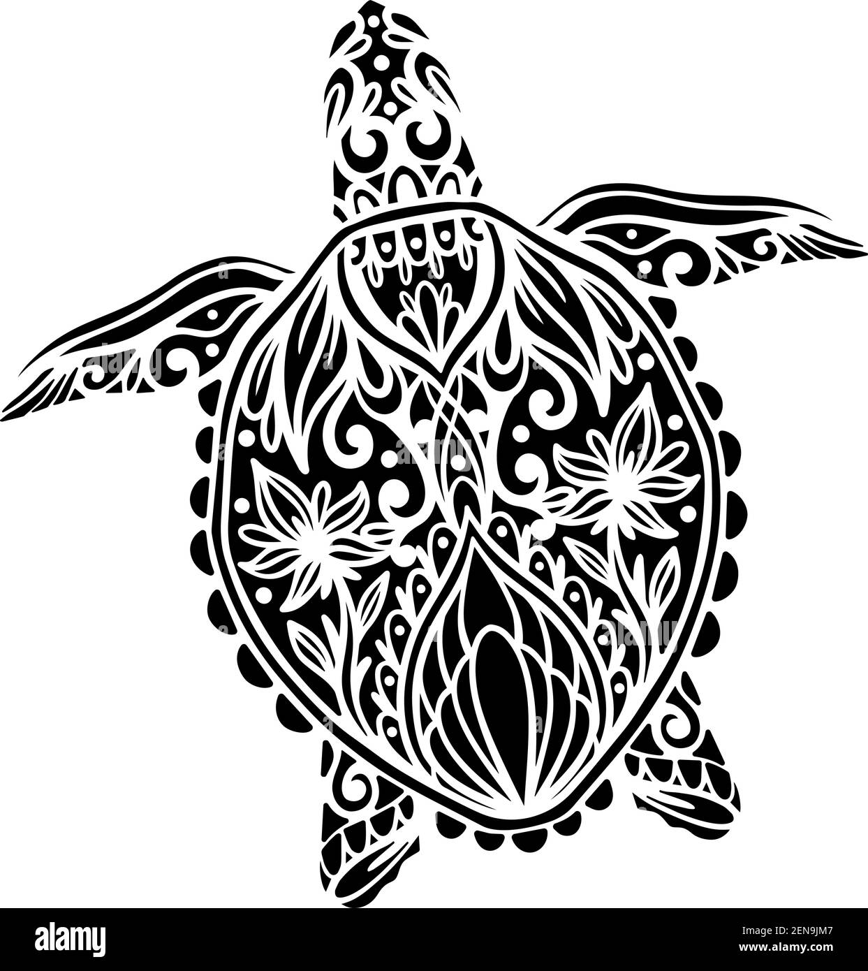 Turtle mandala ocean animal.Wild reptile isolated in white background ...