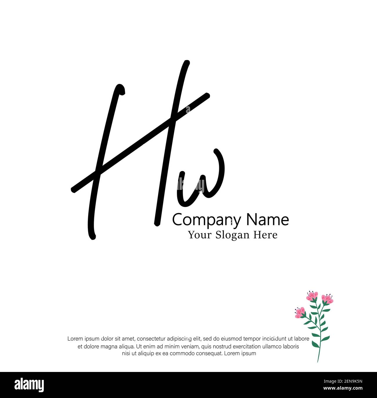 H W HW Initial letter handwriting and signature logo. Beauty vector ...