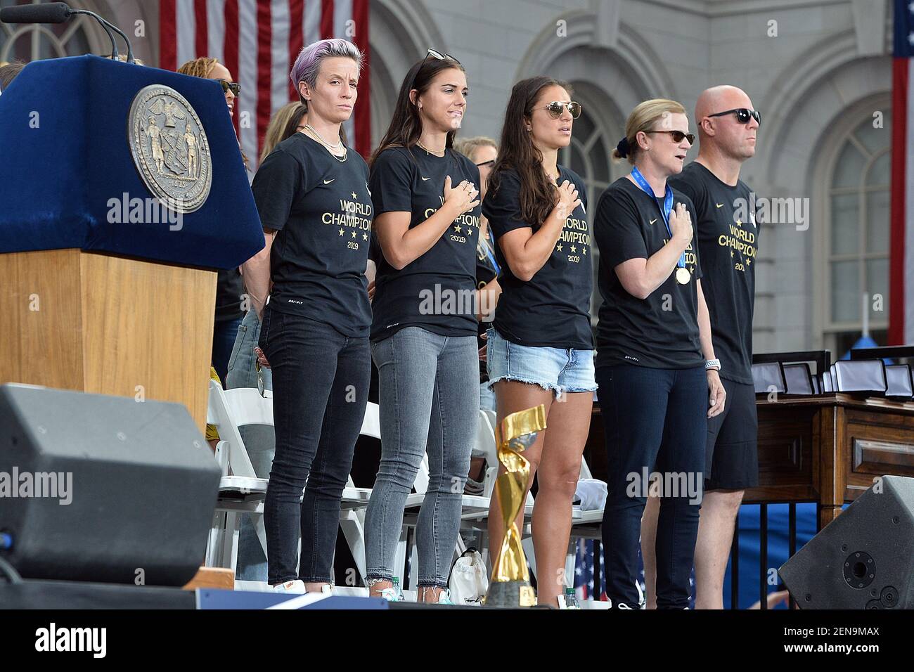 (L-R) U.S. women's soccer team members Megan Rapinoe, Alex Morgan ...
