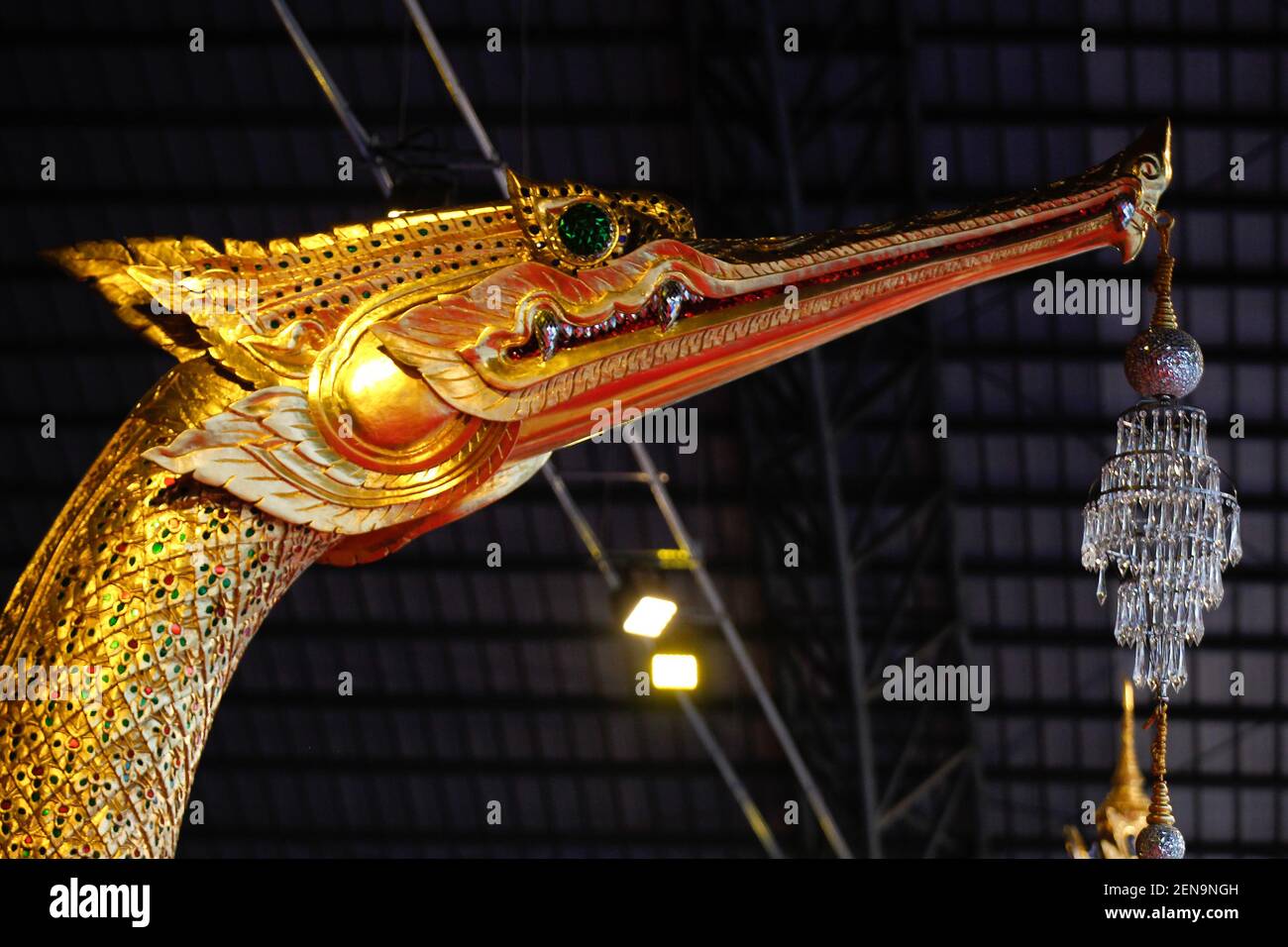 A Royal Barge's head seen during a worship ceremony which is a sacred ...