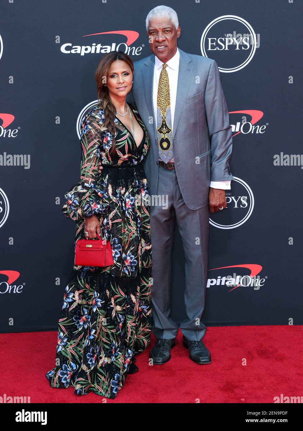LOS ANGELES, CALIFORNIA, USA - JULY 10: Dorys Madden and Dr. J (Julius ...