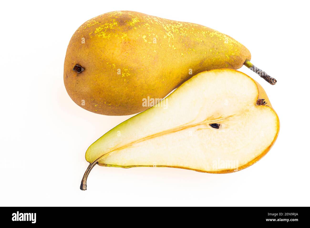 Whole half yellow pear Cut Out Stock Images & Pictures - Alamy