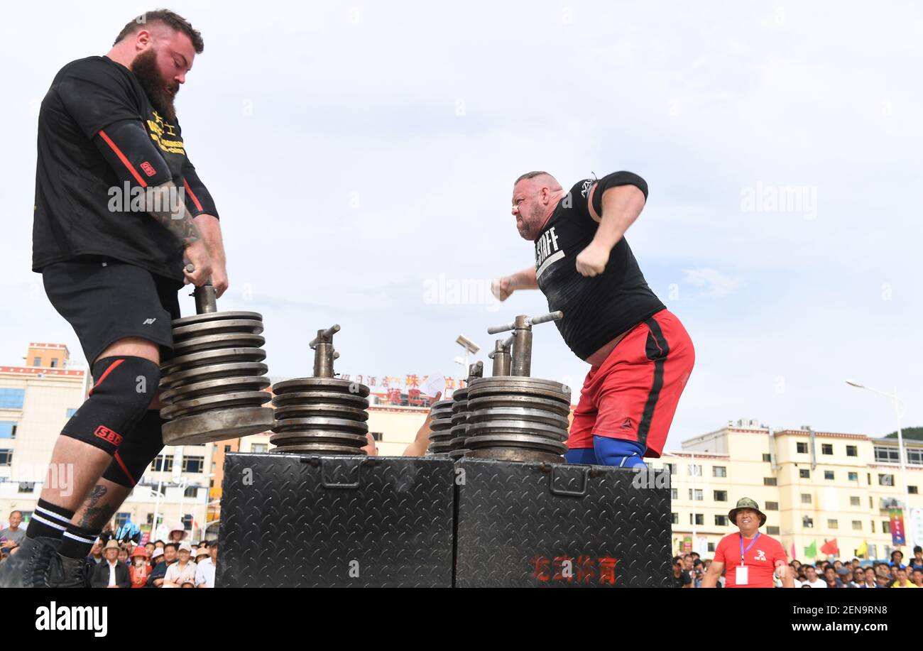 The China Open strongman contest is held in Diebu,Gansu,China on 10th ...