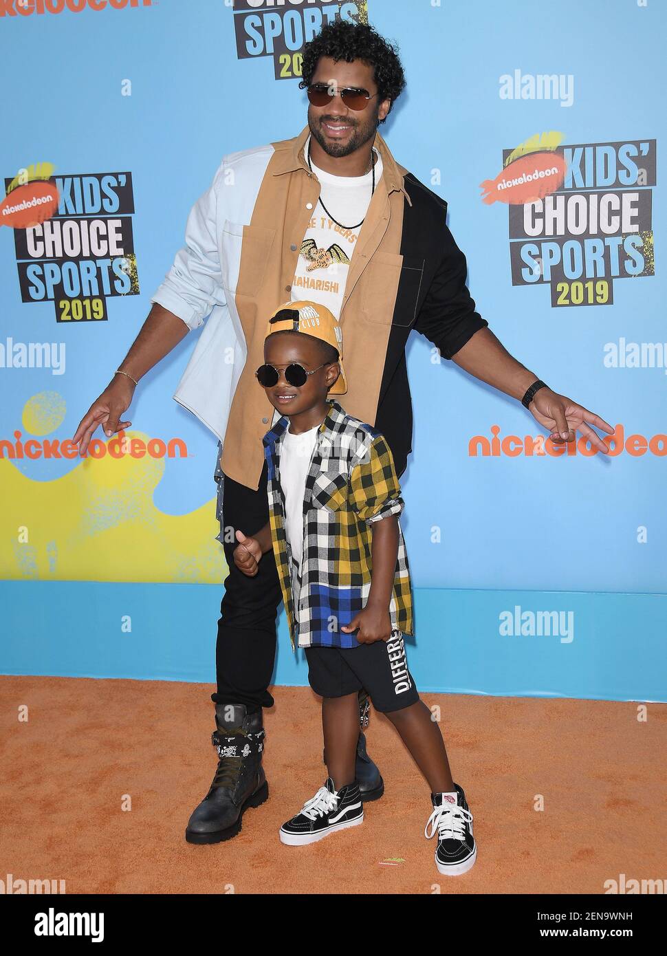 Russell Wilson and Son Future Zahir Wilburn arrives at the Nickelodeon ...