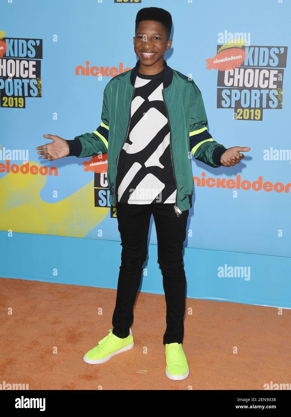 Lex Lumpkin arrives at the Nickelodeon Kids' Choice Sports 2019 held at ...