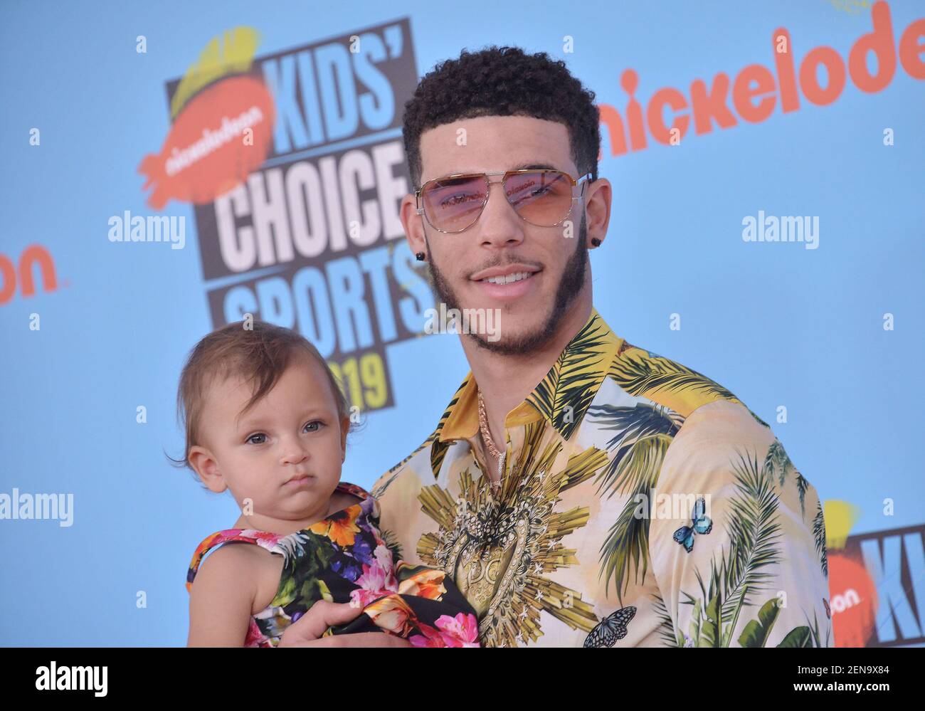 (R-L) Lonzo Ball and Daughter Zoey Christina Ball arrives at the ...