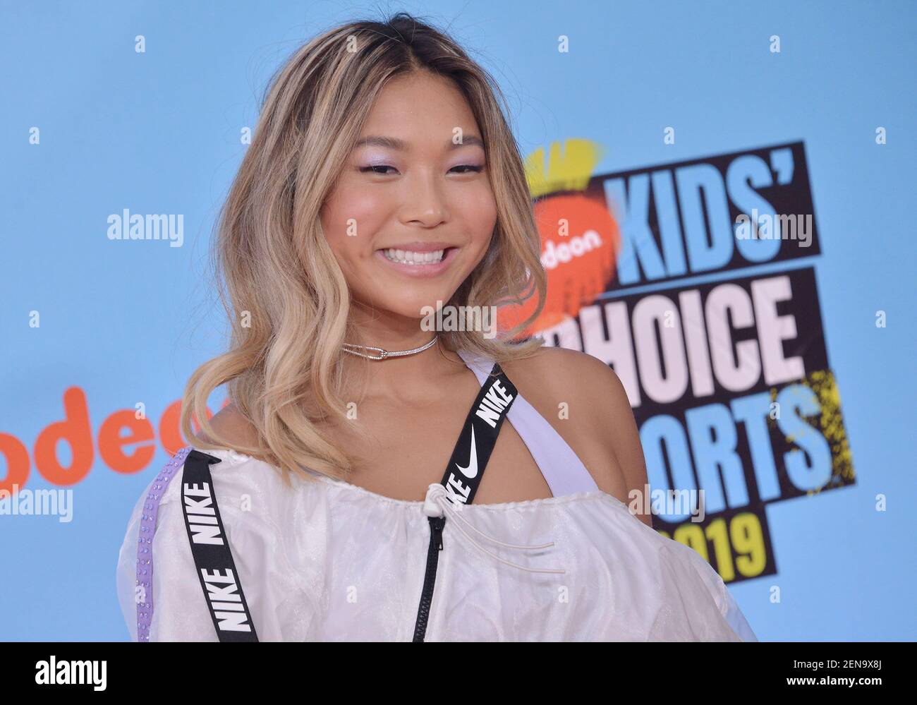 Chloe Kim arrives at the Nickelodeon Kids' Choice Sports 2019 held at ...