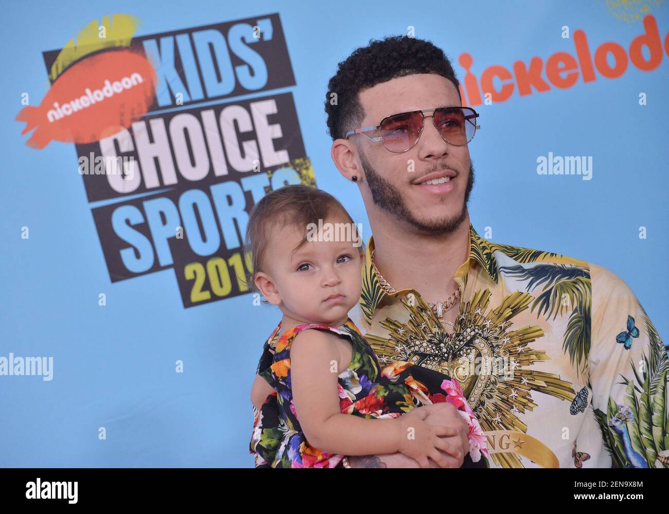 (R-L) Lonzo Ball and Daughter Zoey Christina Ball arrives at the ...