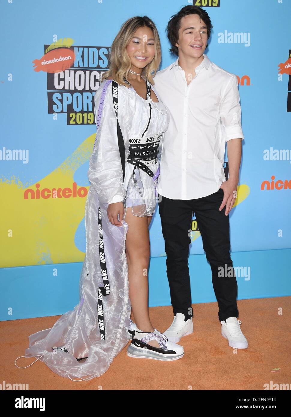 (L-R) Chloe Kim and Toby Miller at the Nickelodeon Kids' Choice Sports ...