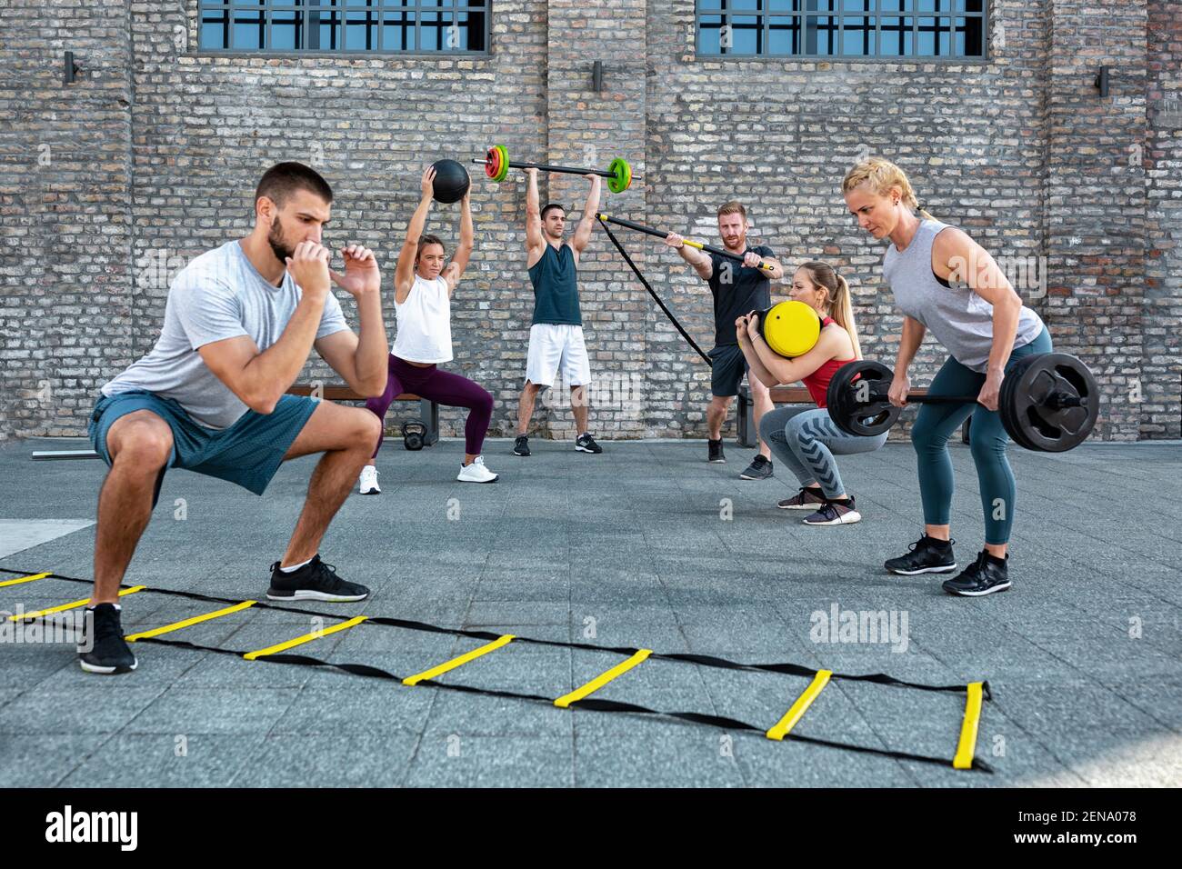 Agility ladder drill workout, ladder footwork, improving stamina Stock ...