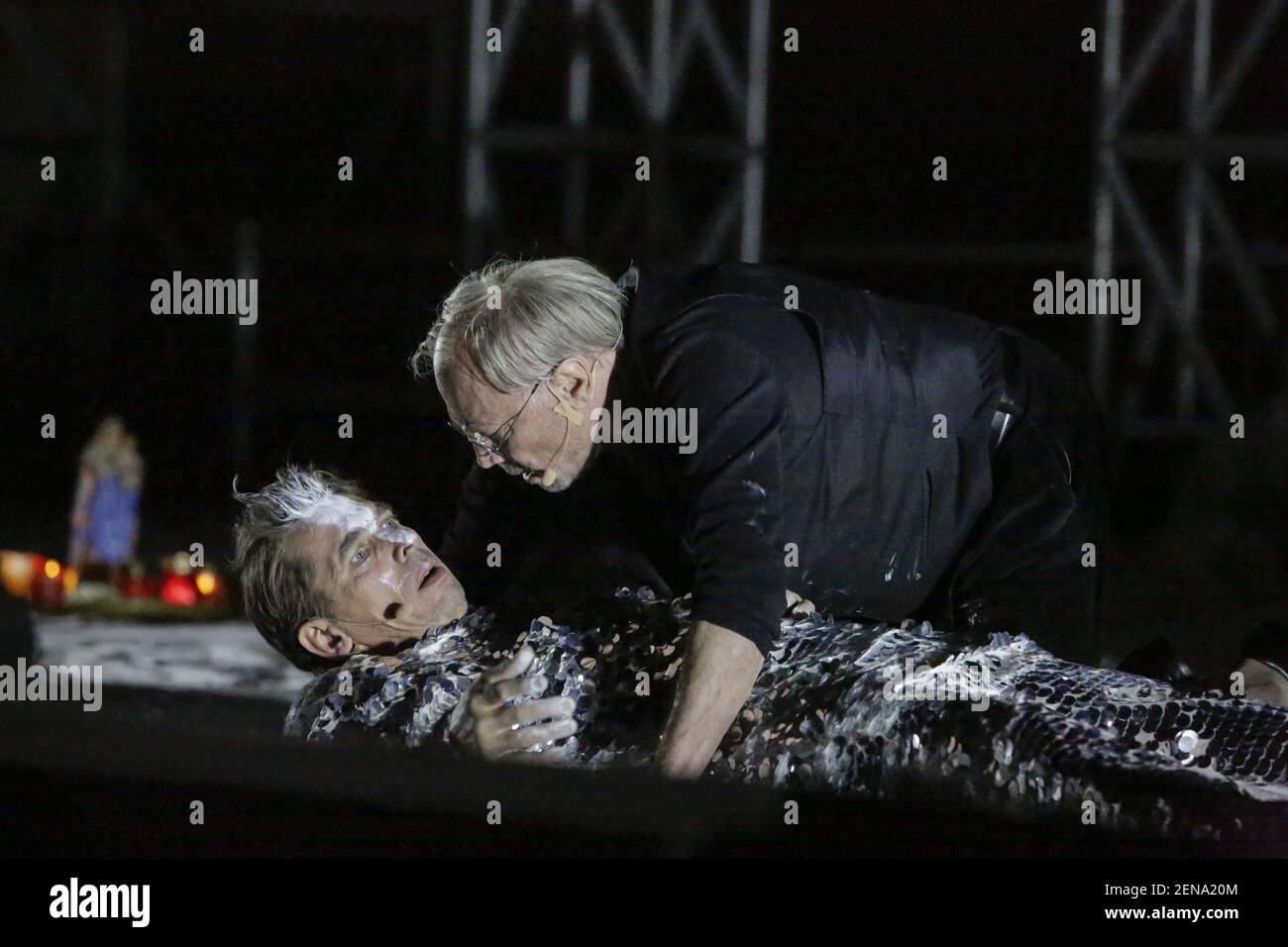 Actors Klaus Maria Brandauer (as Hagen) (right) and Alexander Simon (as ...