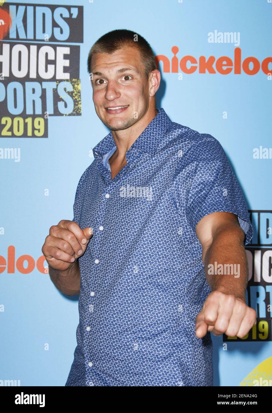 SANTA MONICA, CA - JULY 11: Rob Gronkowski arrives at the Nickelodeon ...