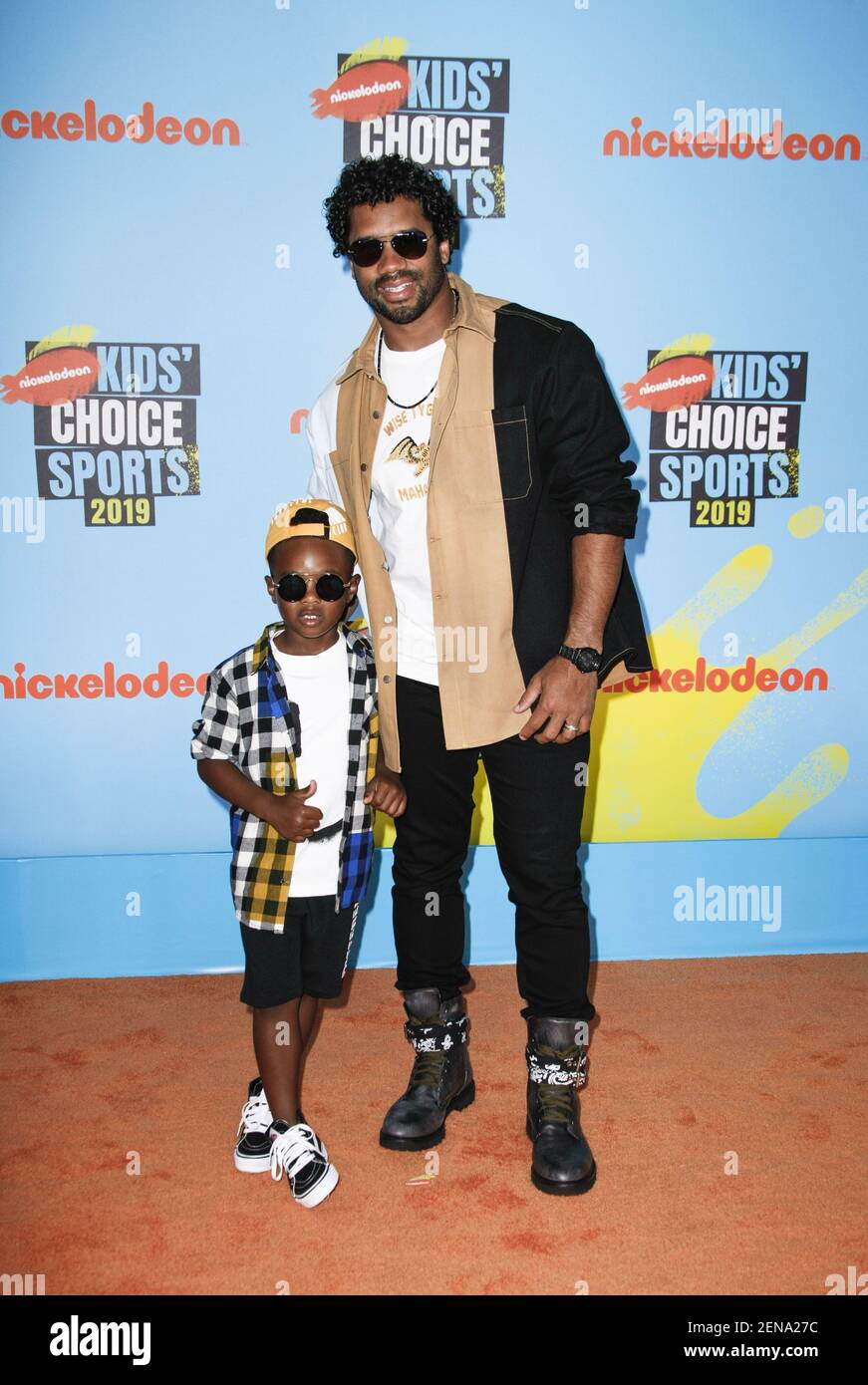 SANTA MONICA, CA - JULY 11: Russell Wilson (R) and Future Zahir Wilburn ...