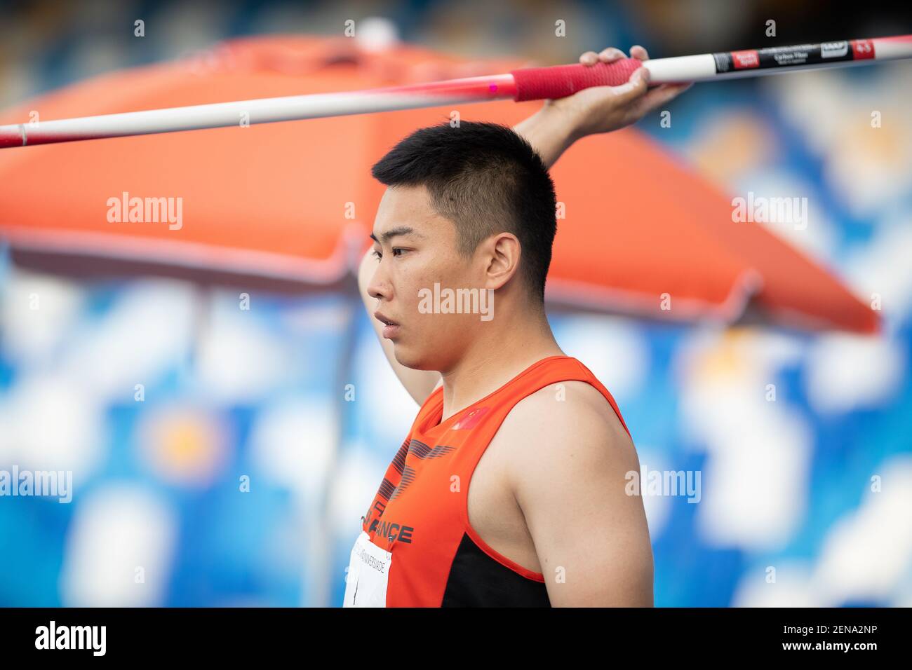 Ma Qun of China competes in Men's Javelin Throw Final during day 10 of ...