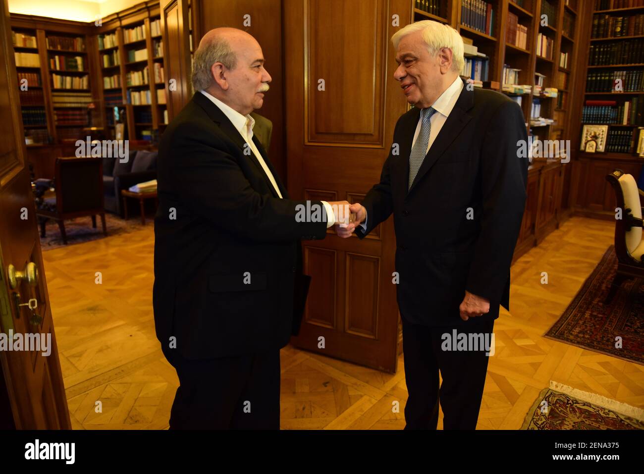Handshake of President of Hellenic Republic Prokopis Pavlopoulos (right ...