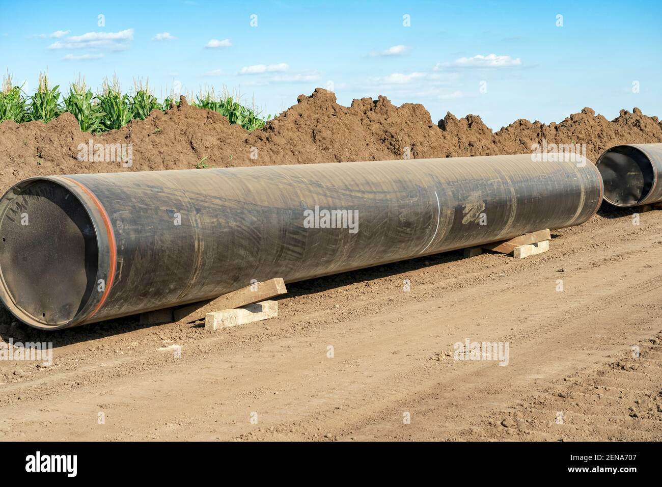 Natural Gas Pipeline Construction in Cultivated Agricultural Farm Field ...