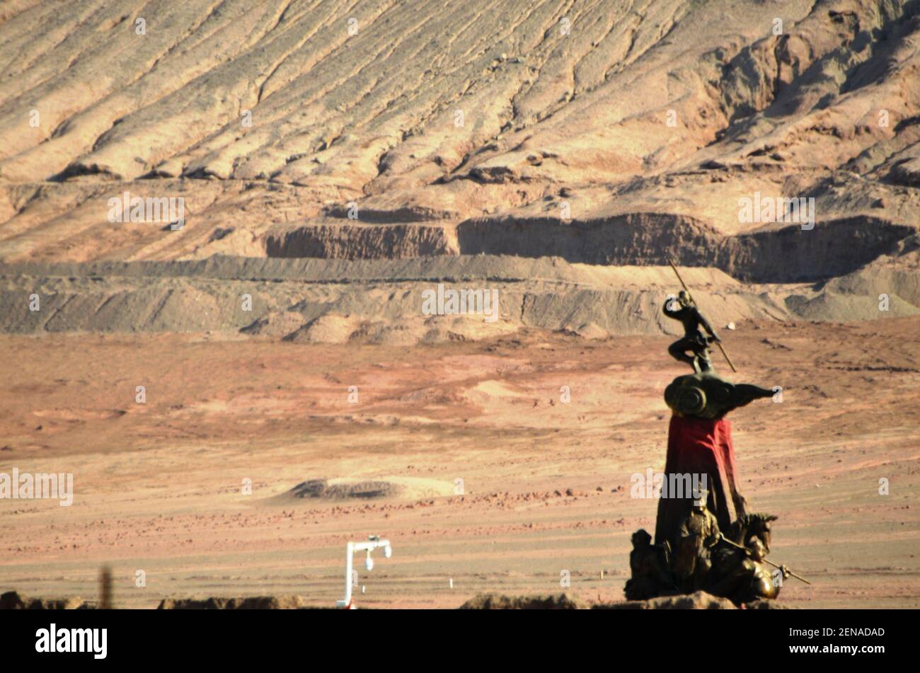 The landmark sculpture is displayed at the foot of the Huoyan (Flaming ...