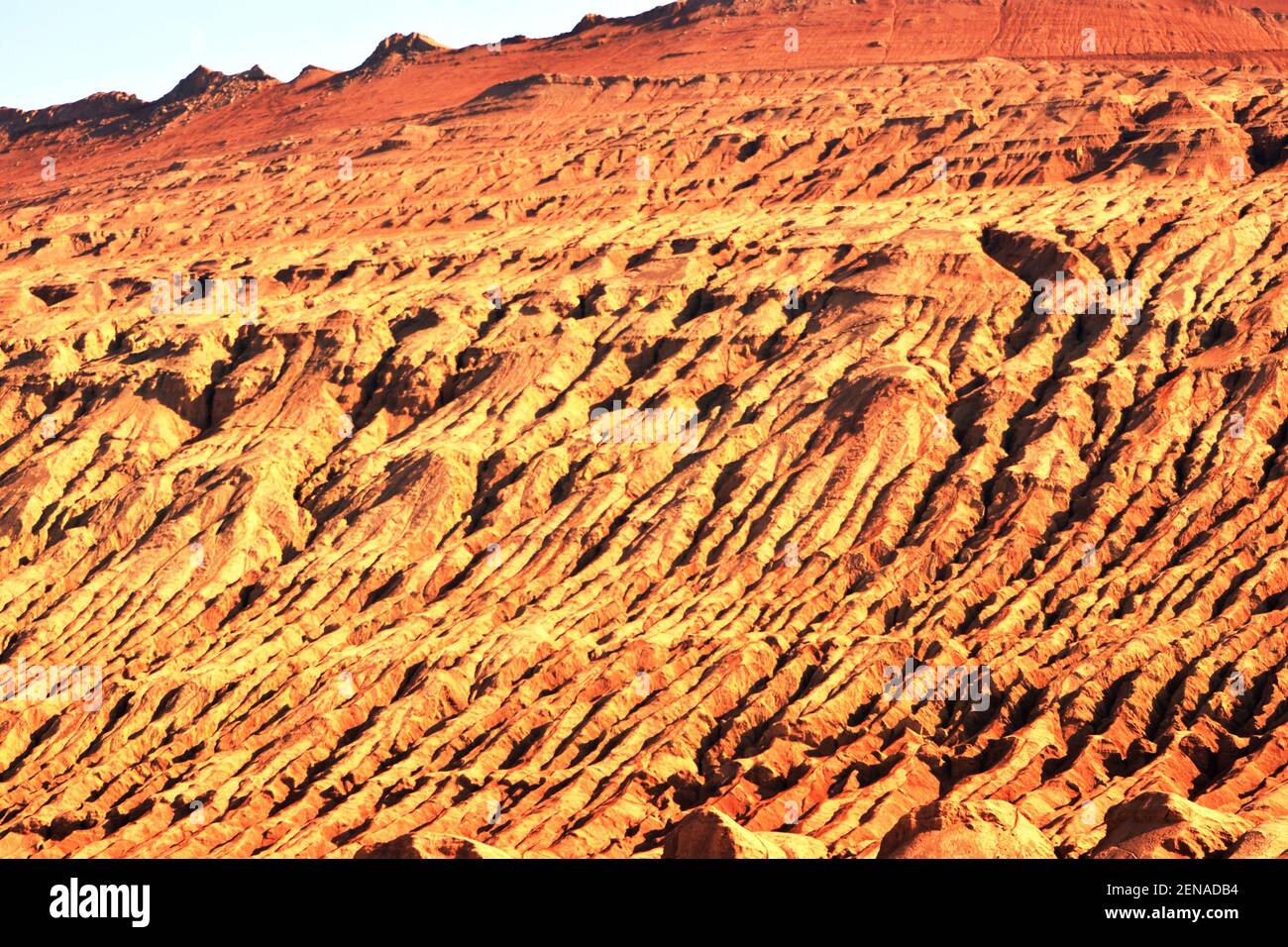 Landscape of the foot of the Huoyan (Flaming) Mountain in Turpan Basin ...