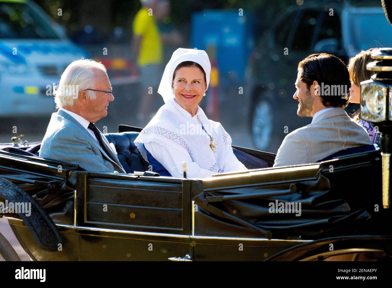 King Carl Gustaf and Queen Silvia during the festivities for the Crown ...
