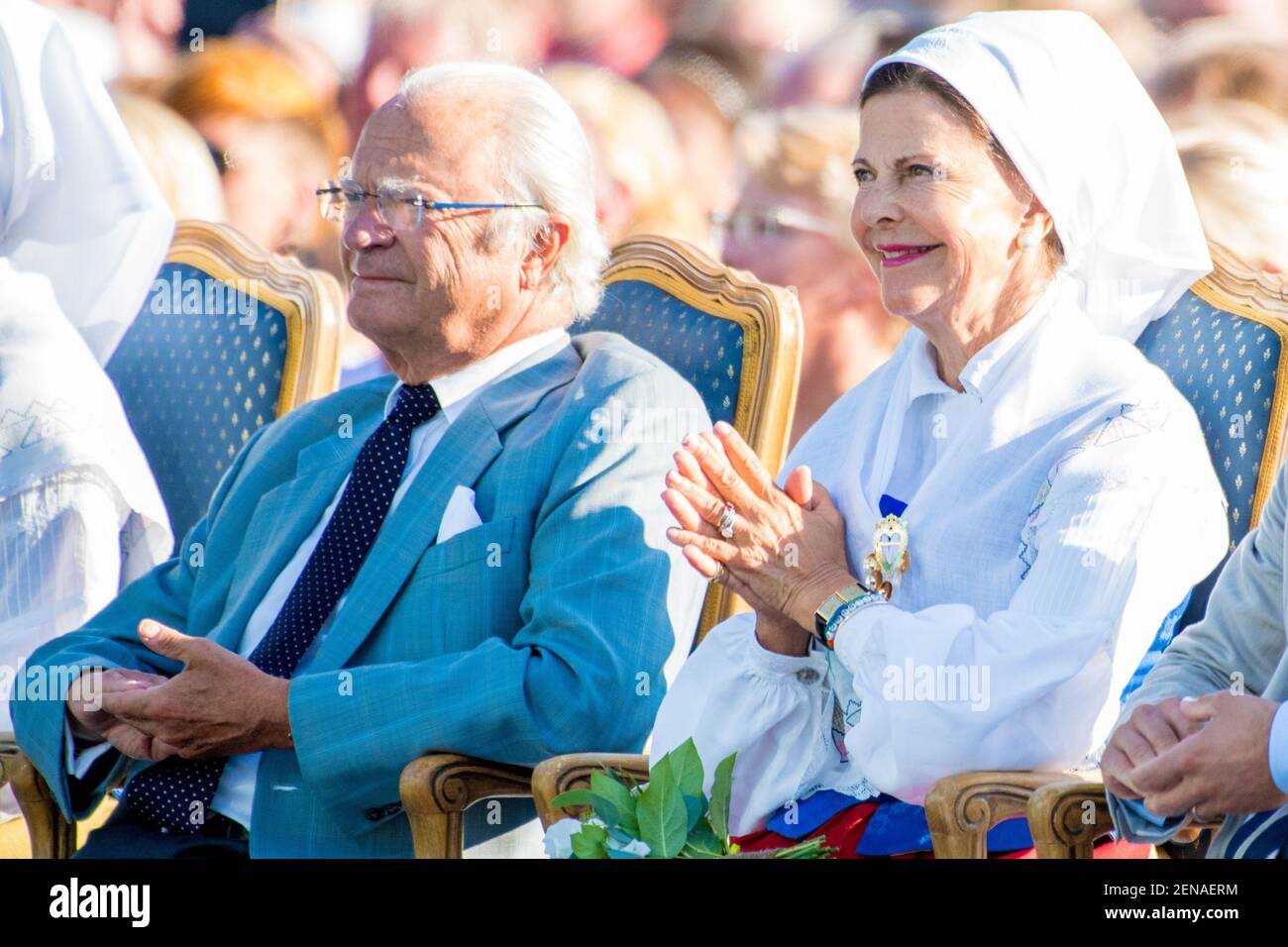 King Carl Gustaf and Queen Silvia during the festivities for the Crown ...