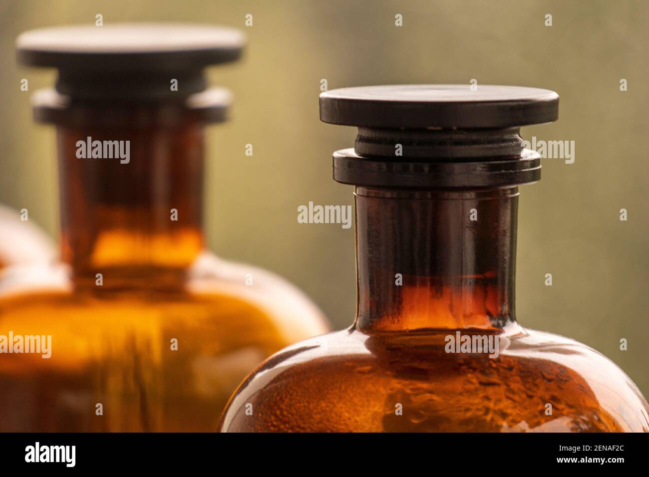 Pharmaceutical Amber Glass Flasks Antique Stock Photo - Alamy