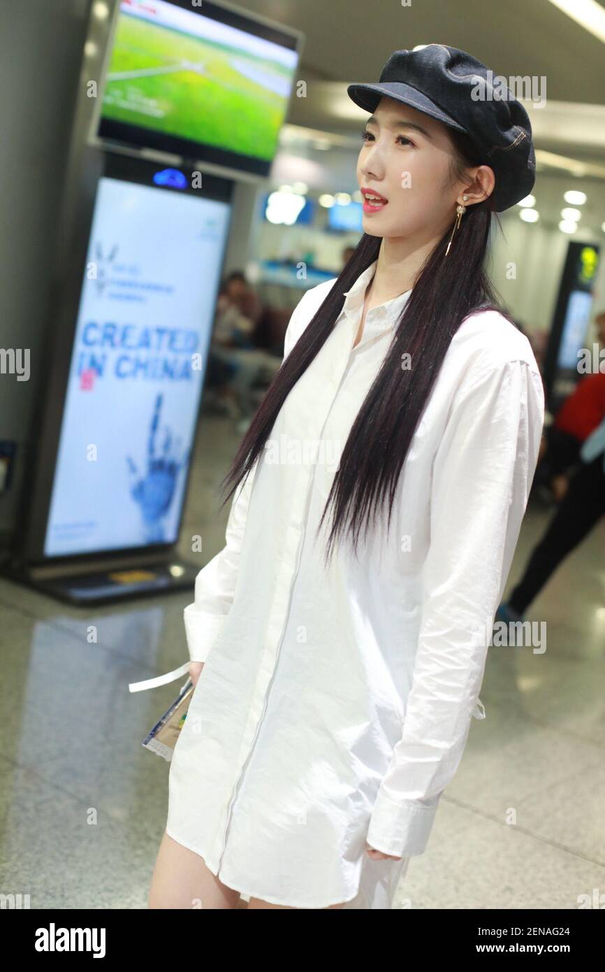 Meng Meiqi of Chinese idol group Rocket Girls 101 arrives at the ...