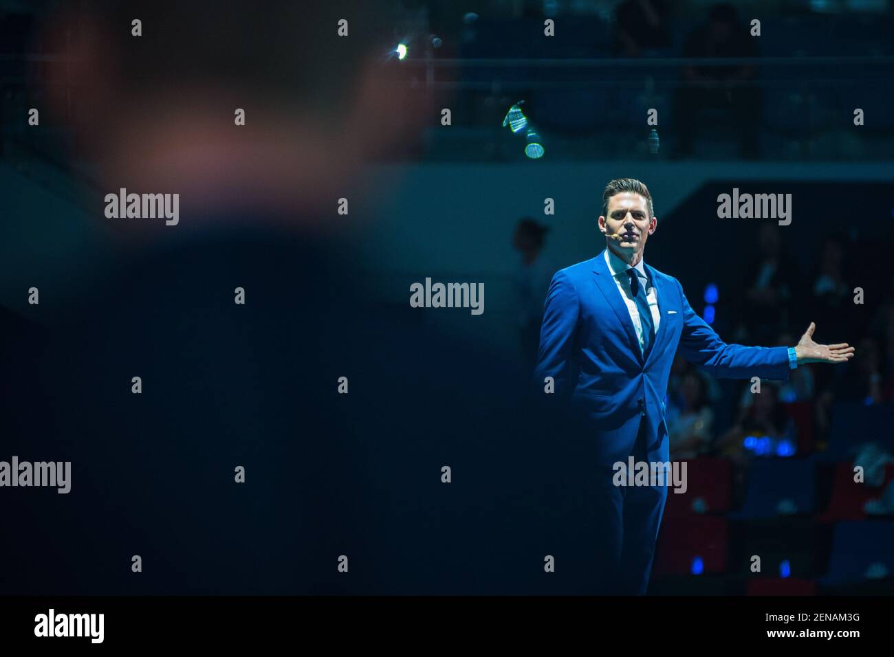 Nu Skin Enterprises president Ryan Napierski delivers a speech during ...