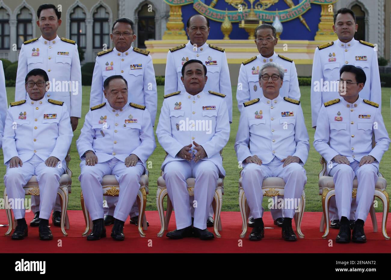 Thailand's Prime Minister, Prayuth Chan-ocha with his cabinet members ...
