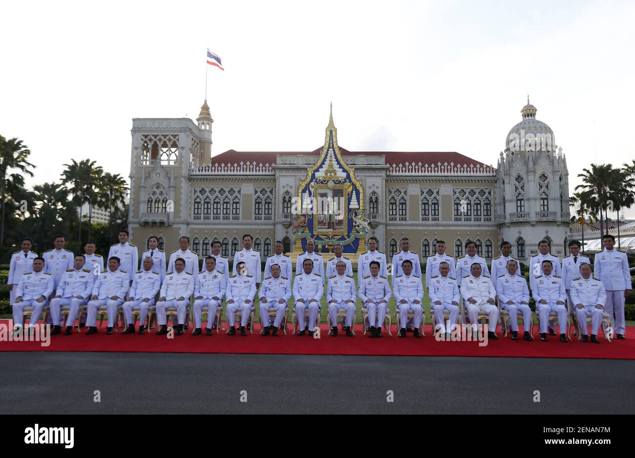 Thailand's Prime Minister, Prayuth Chan-ocha with his cabinet members ...