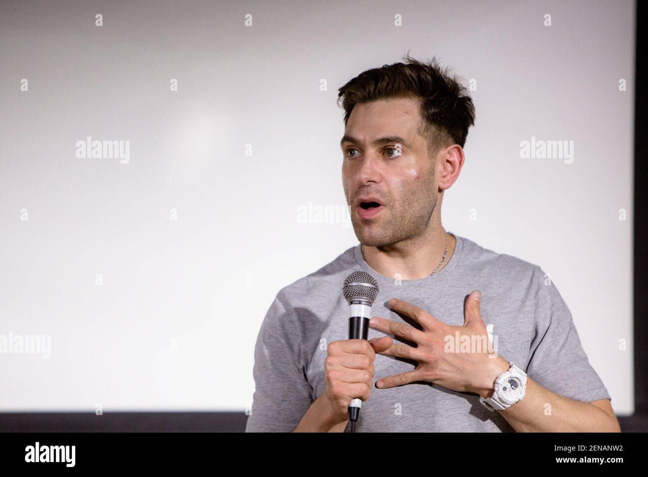 Comedian Simon Brodkin performs on day 2 of the 2019 Comedy Crate ...