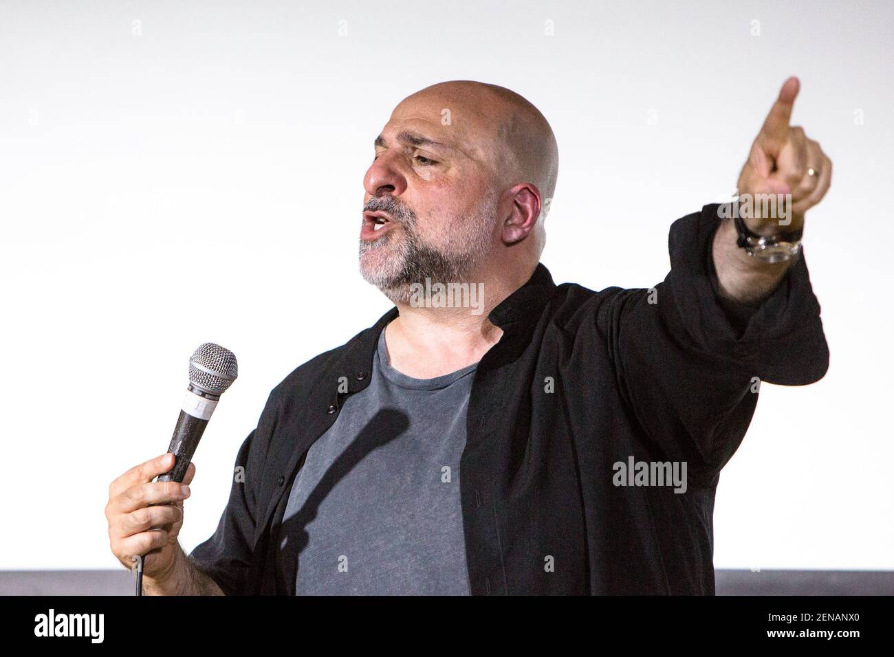 Comedian and film star Omid Djalili performs on day 1 of the 2019 ...