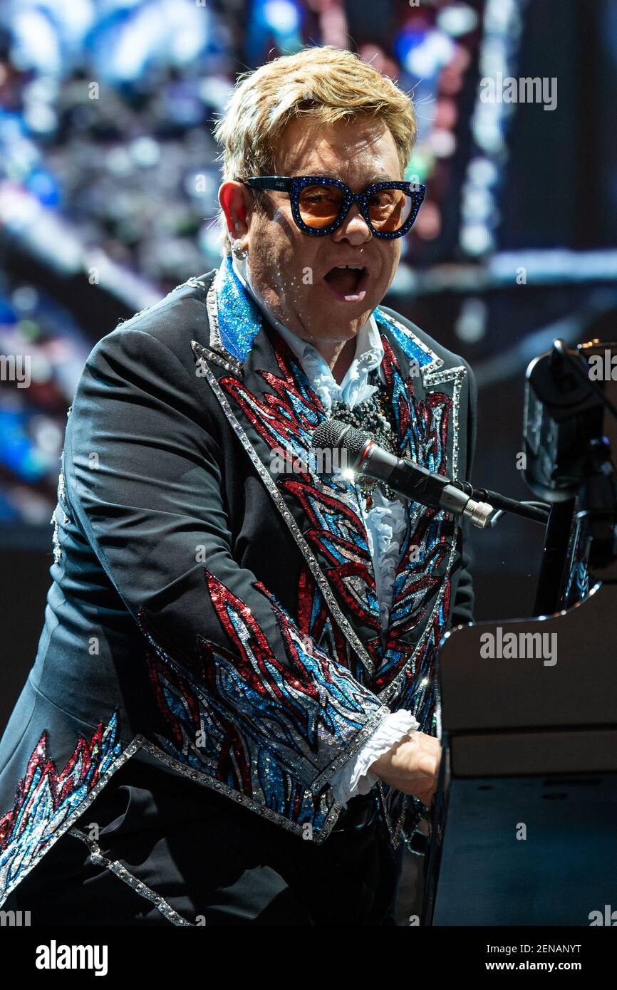 Elton John sings on stage at Lucca Summer Festival in front of 20,000 ...