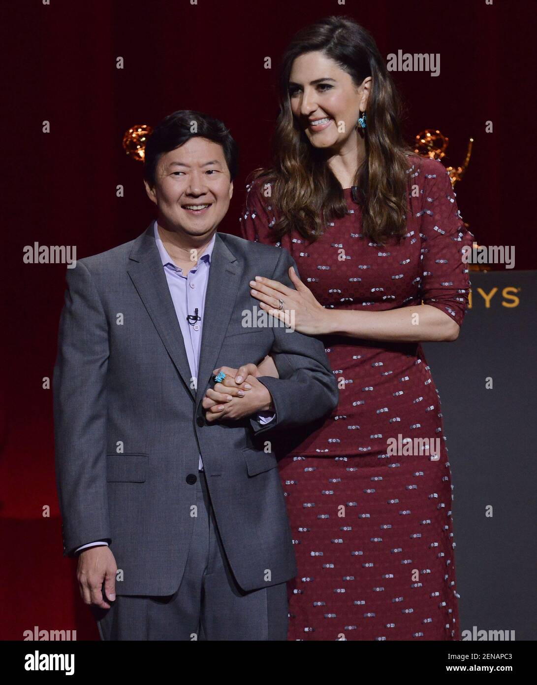 (L-R) Ken Jeong and D'Arcy Carden on stage at the 71st Emmy Awards ...
