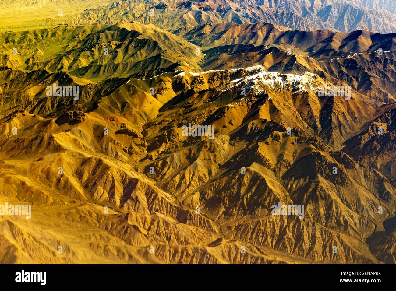 Aerial views of snow mountains in Xinjiang, the largest province in ...