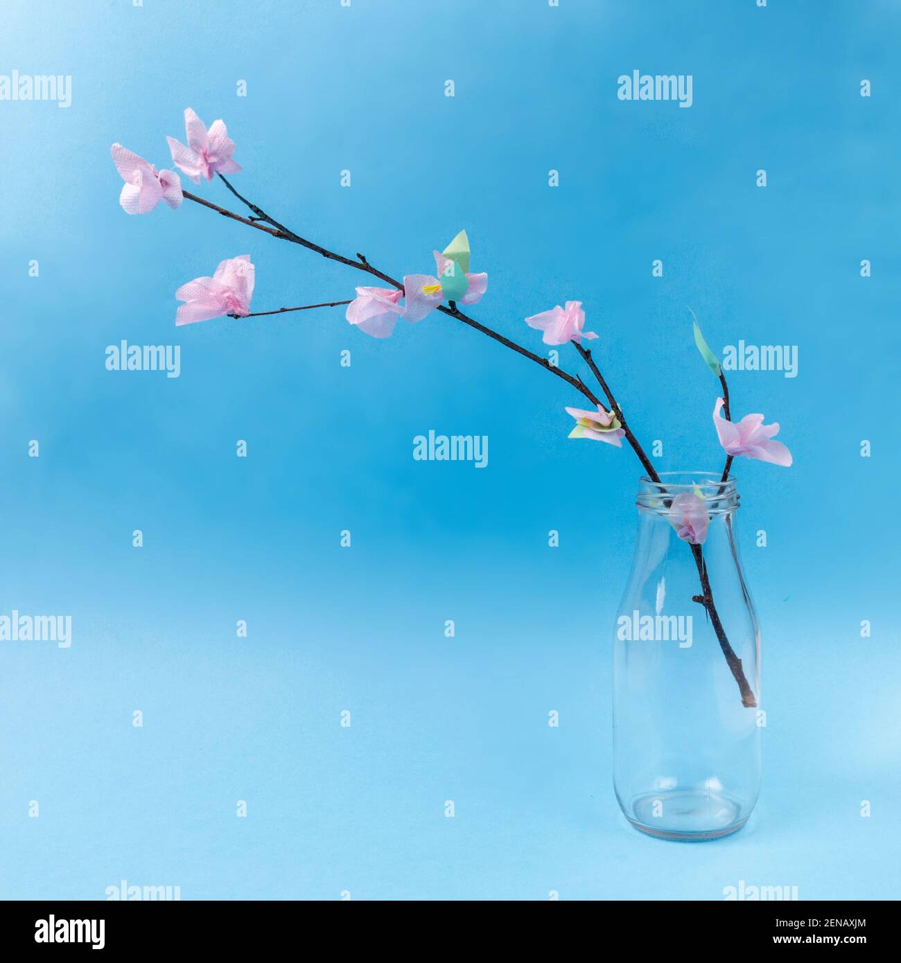 simple tree branch with paper flowers, step by step instruction, DIY ...