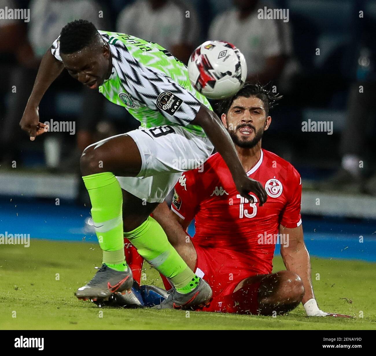 Tunisia's Ferjani SASSI in action against Nigeria's Peter ETEBO during ...