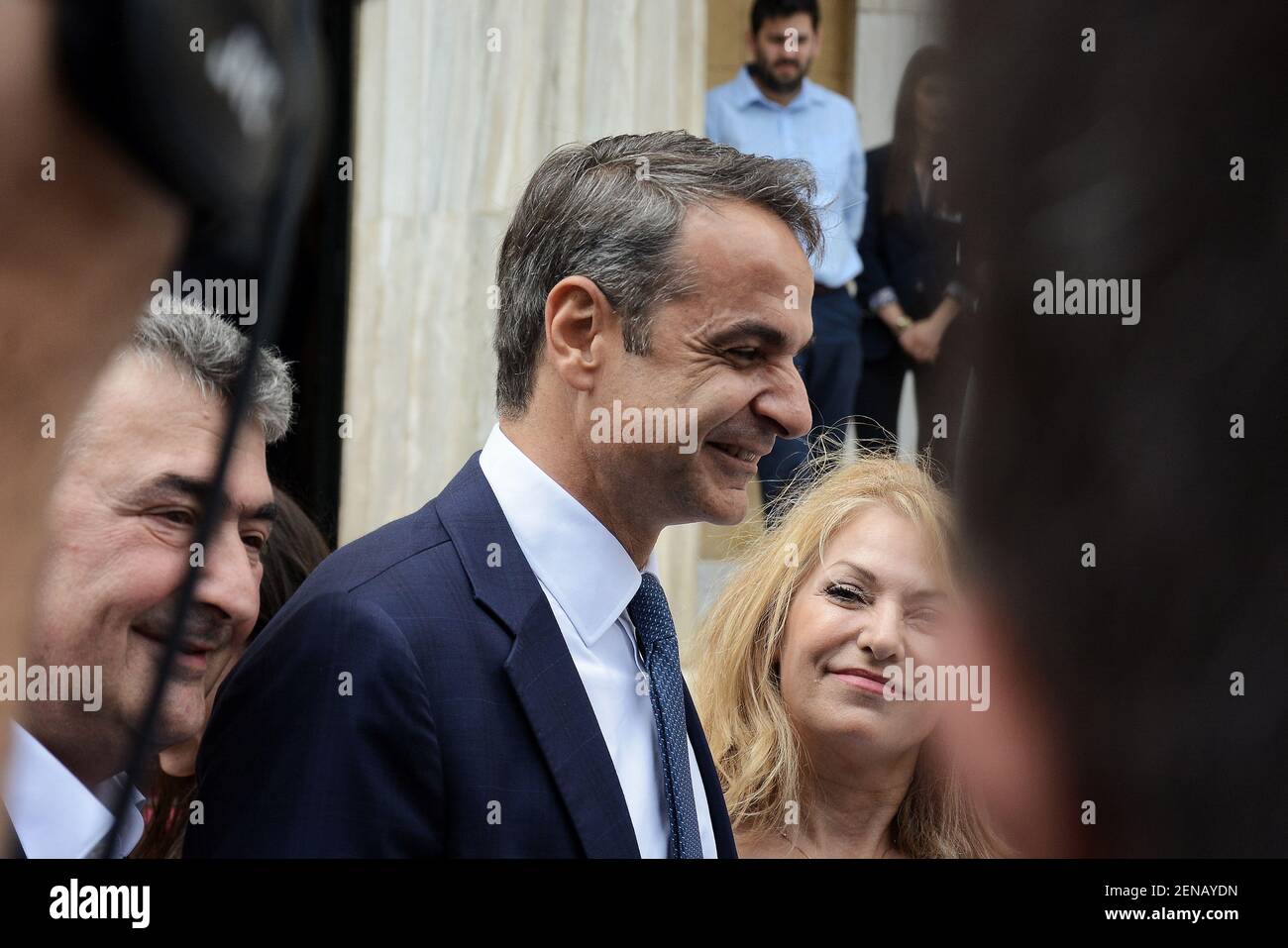 Greek Prime Minister, Kyriakos Mitsotakis, after the swearing-in ...