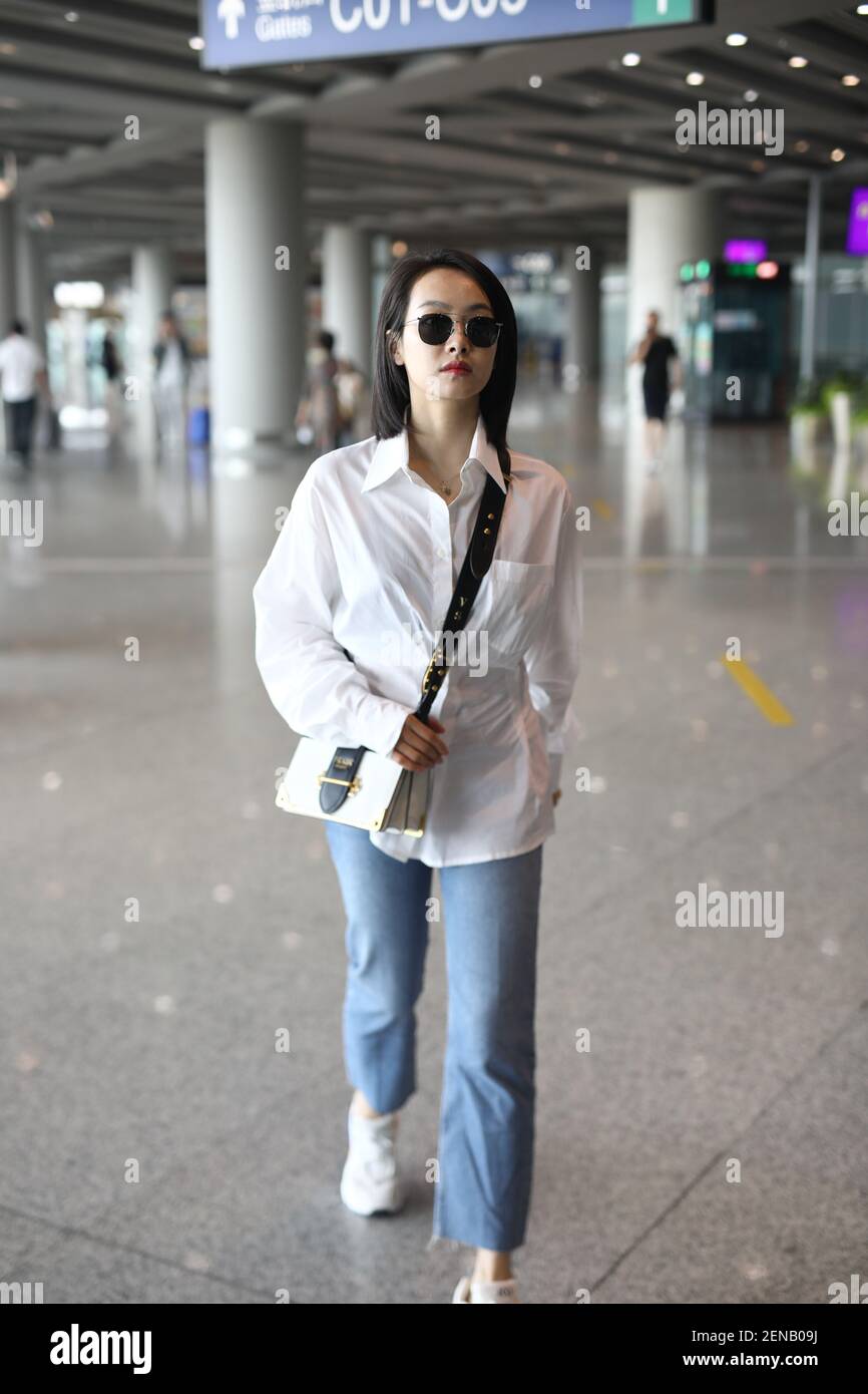 July 16, 2019, Shanghai, Song Qian appeared at the airport. She was ...
