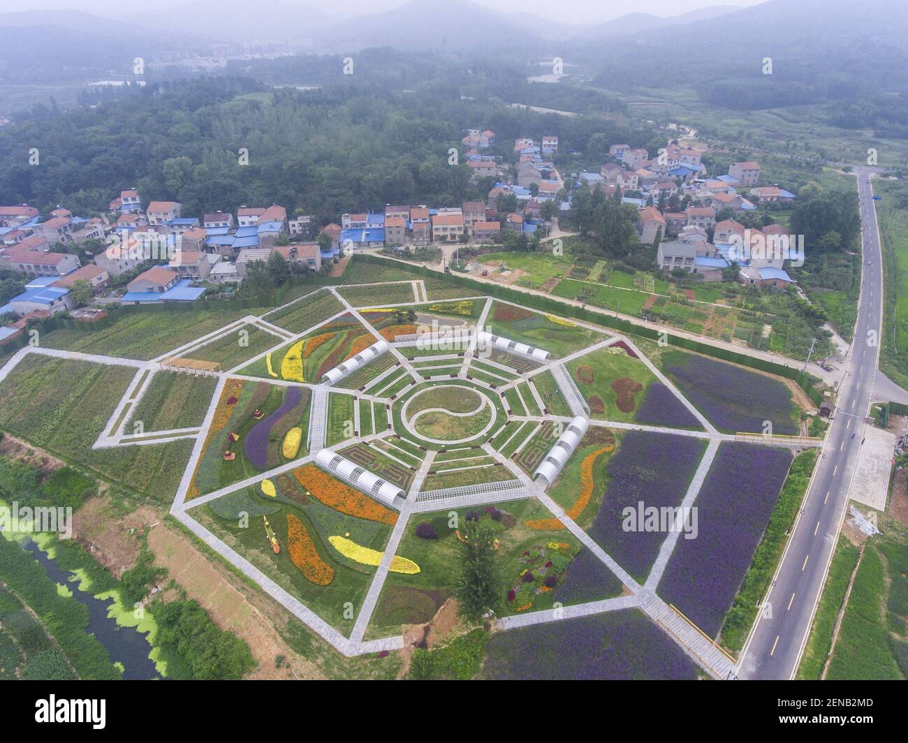 Aerial views of eight-diagram, also known bagua of feng shui in ...