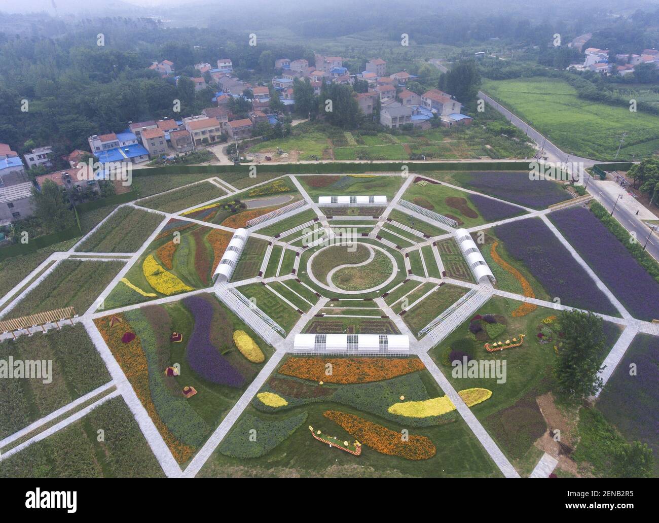 Aerial views of eight-diagram, also known bagua of feng shui in ...