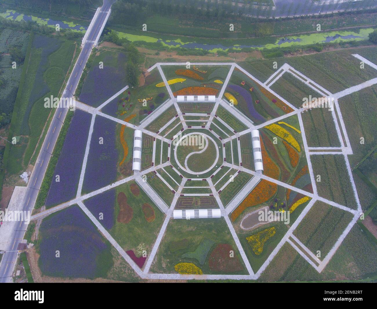 Aerial views of eight-diagram, also known bagua of feng shui in ...