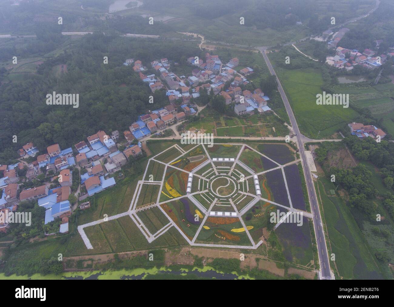 Aerial views of eight-diagram, also known bagua of feng shui in ...