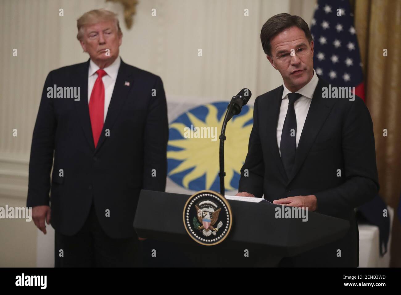 Dutch Prime Minister Mark Rutte joined by President Donald Trump ...