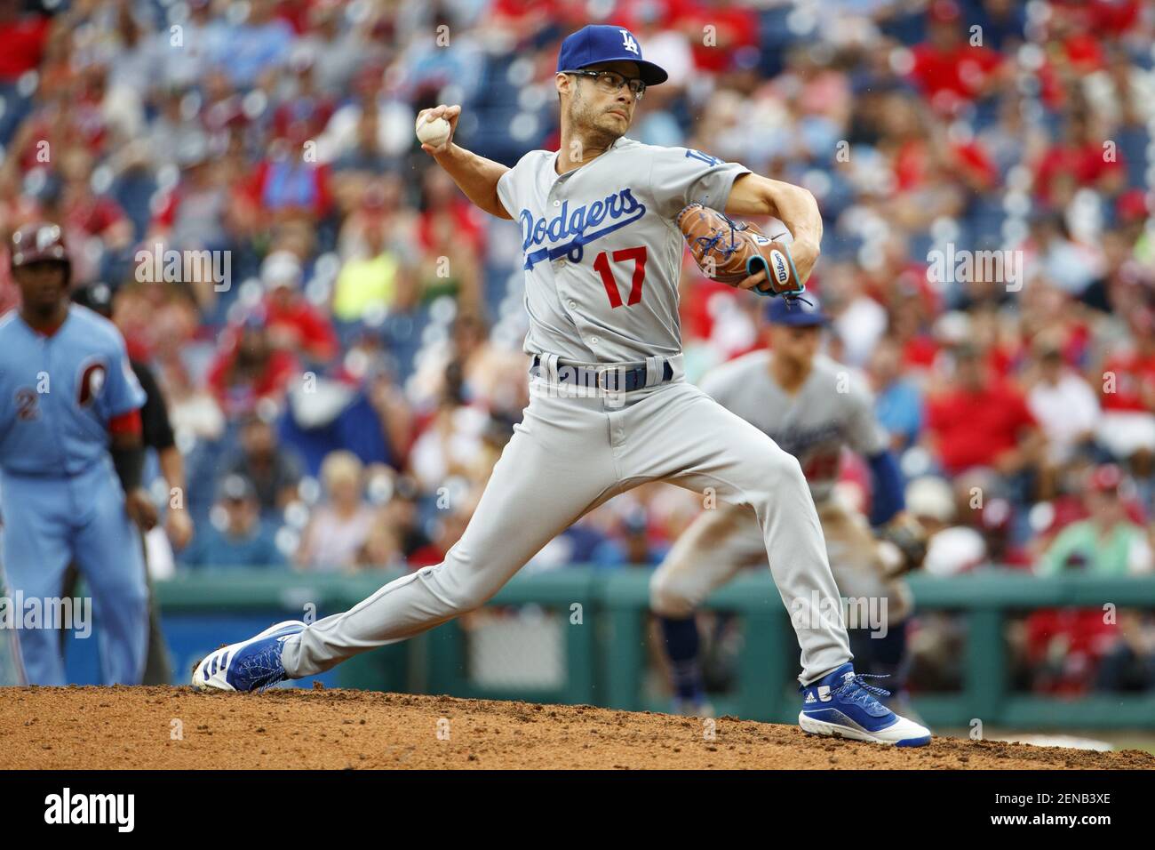 July 18, 2019: Los Angeles Dodgers relief pitcher Joe Kelly (17) throws ...