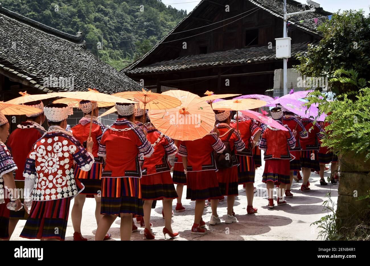 Guizhou,CHINA-The people of kitang village, kitang town, kaili city ...