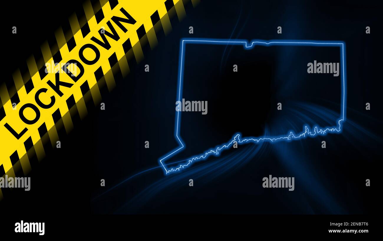 Lockdown Connecticut, outline map Coronavirus, Outbreak quarantine, on ...